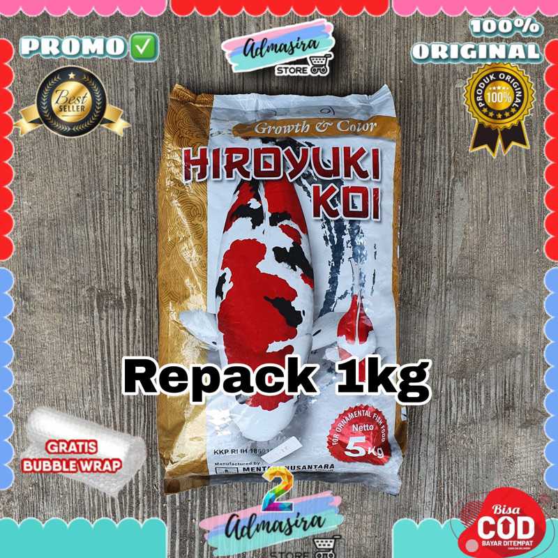 Jual Pelet Hiroyuki Koi Growth & Color 2mm 5mm 8mm repack ukuran 1 kg | Shopee Indonesia