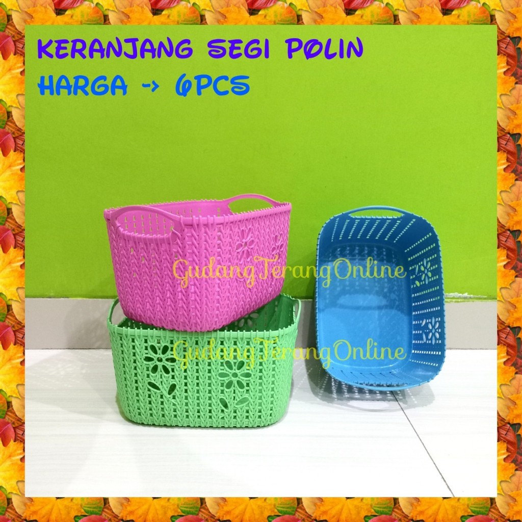Jual 6PCS Keranjang segi polin basket anyaman bunga keranjang ...