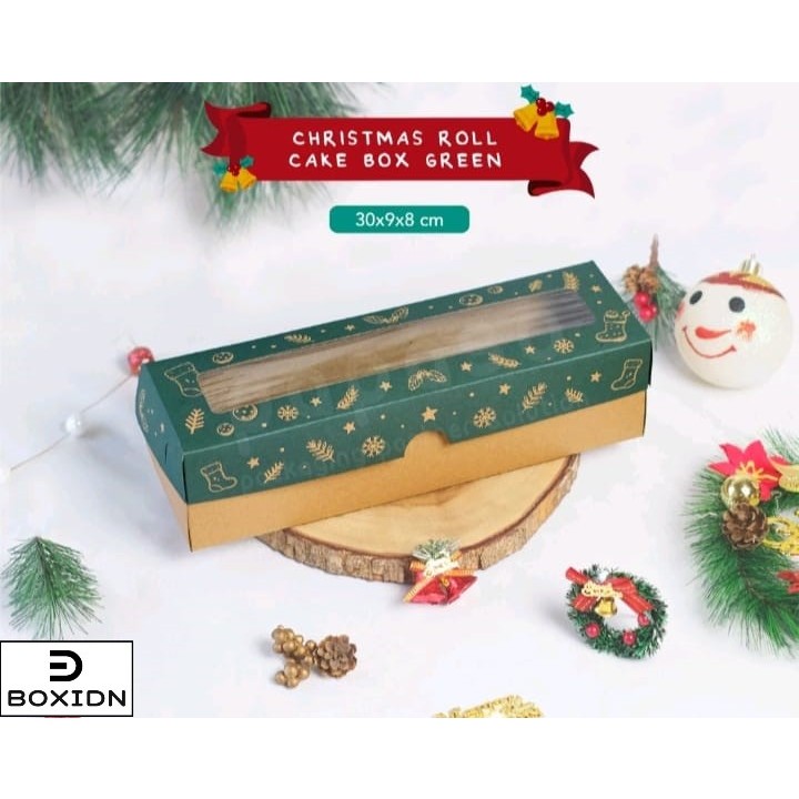 Jual Box Natal Roll Cake Box Natal 30x9 Box natal bolu gulung Box natal ...
