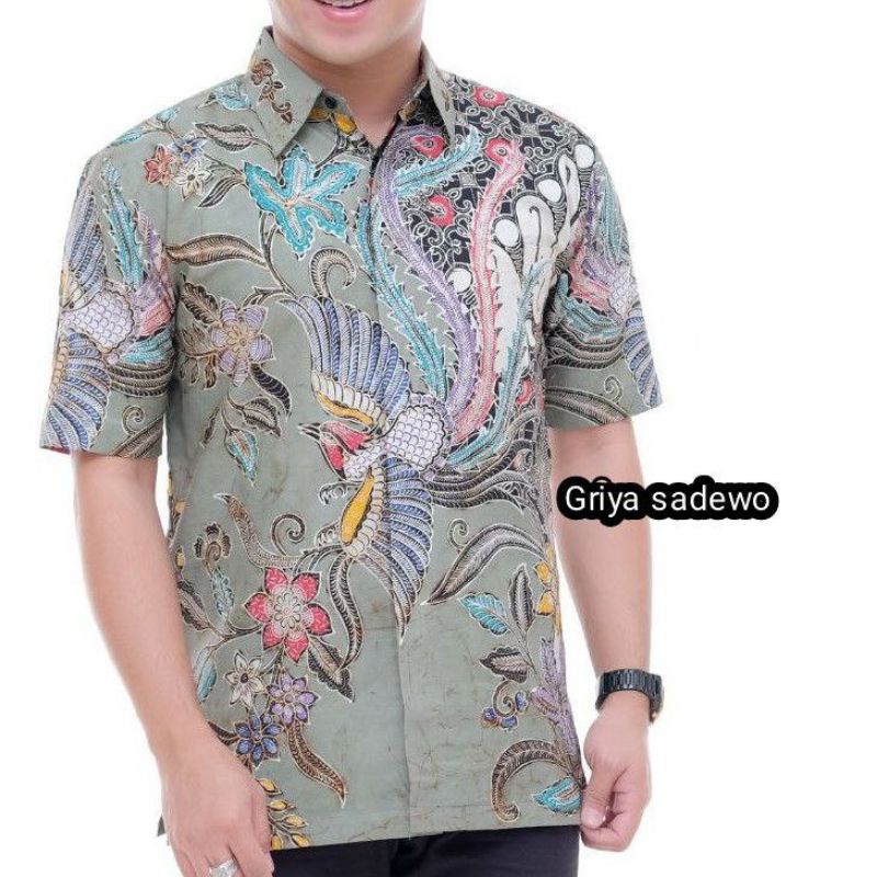 Jual Baju Kemeja Batik Pria Dewasa Lengan Pendek Tulis Kombinasi Motif Batara Sage | Shopee ...