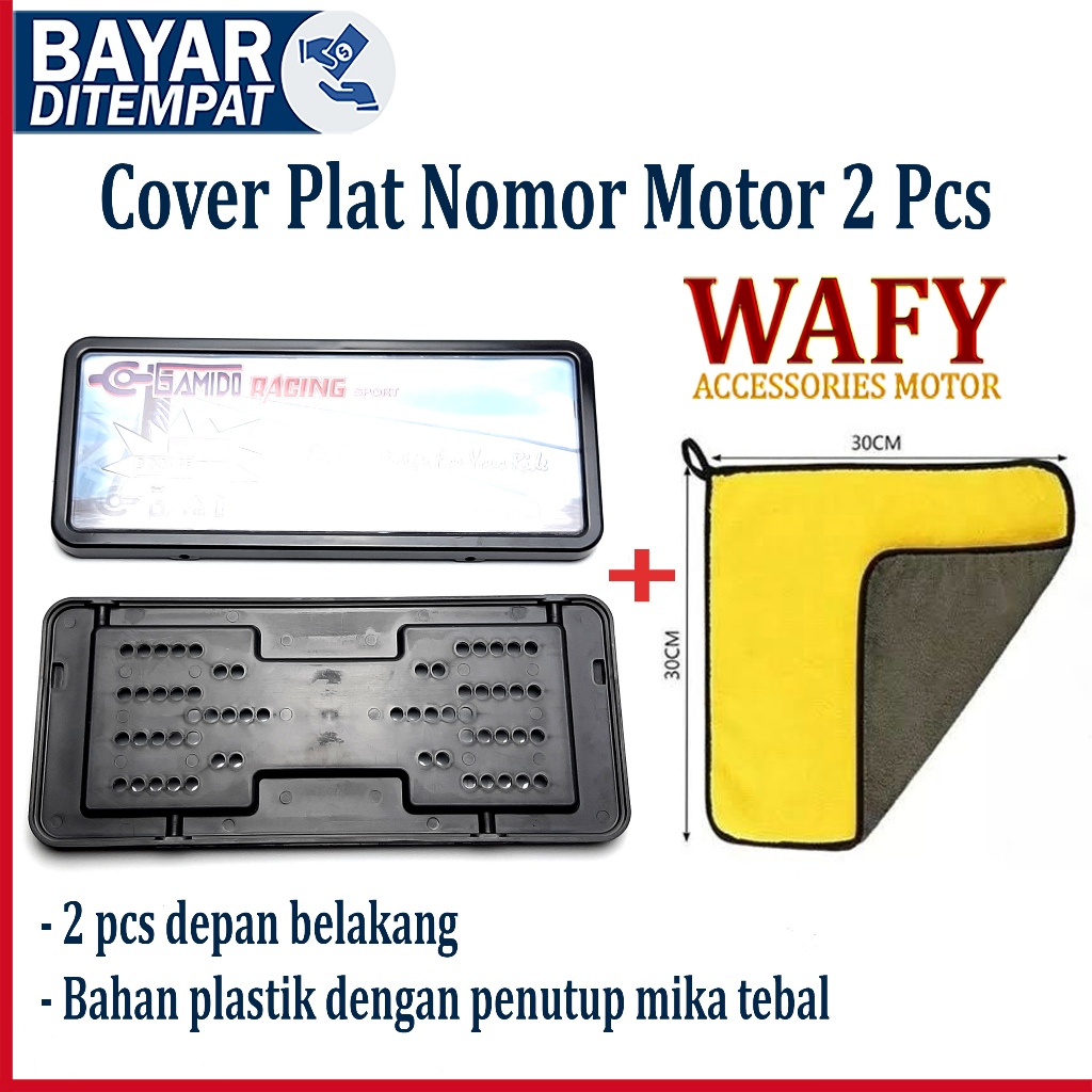 Jual Paket Cover Bingkai Plat Nomor Motor Gamido Mika + Kain Lap ...
