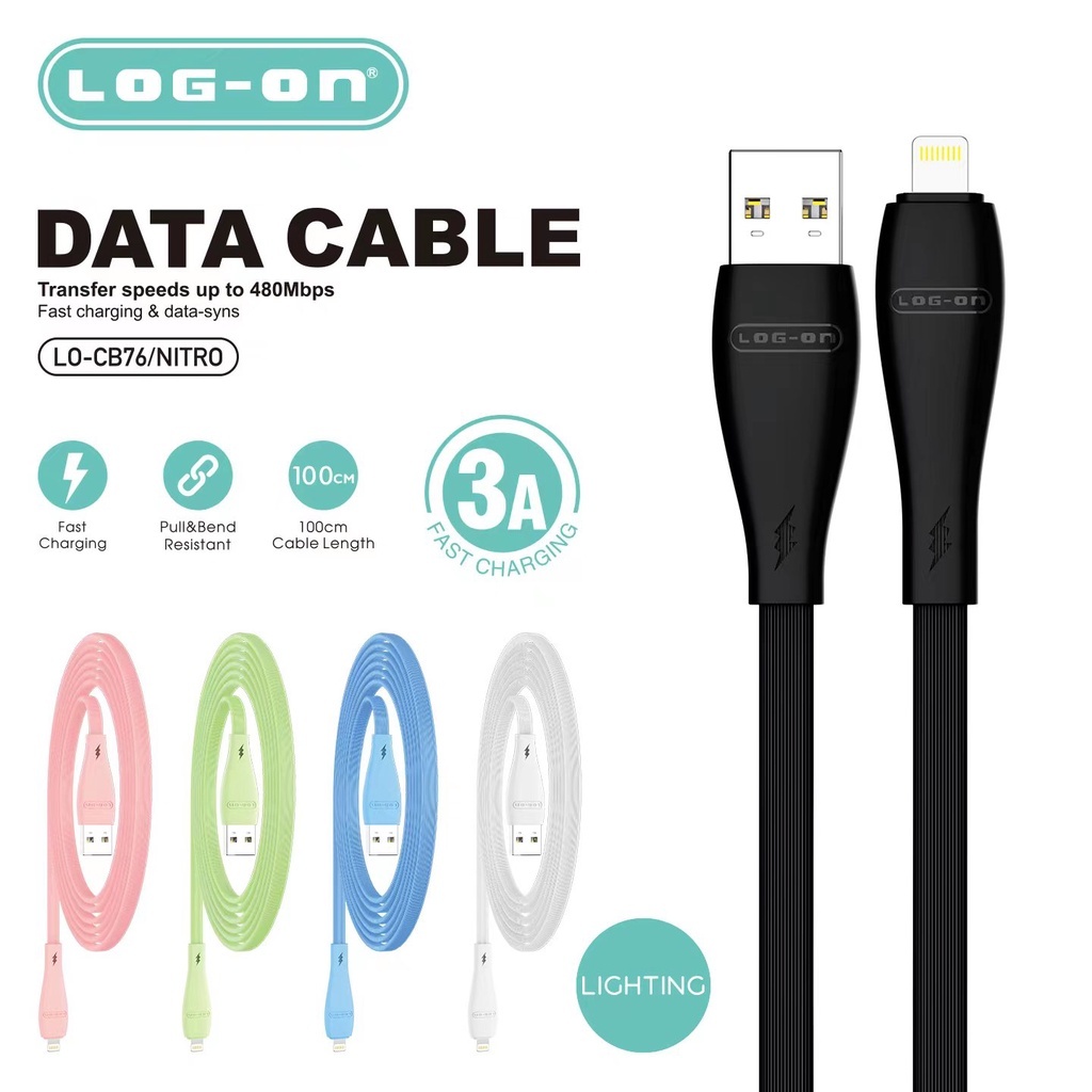 Jual Kabel Data Charge Log On 3A Type C Nitro - Micro USB - Lightning ...