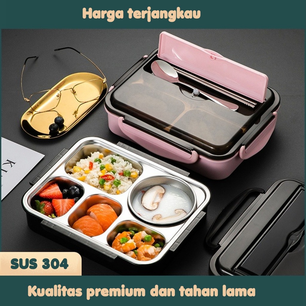 Jual Ideame Lunch Box Kotak Makan 3 Sekat 4 Sekat 5 sekat SUS 304 Stainless Steel / Wadah Makan ...