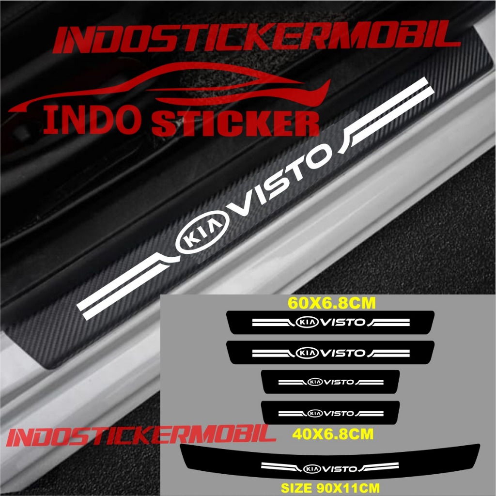 Jual (COD) 5pcs Sticker sill plate carbon 3d mobil visto sticker karbon ...