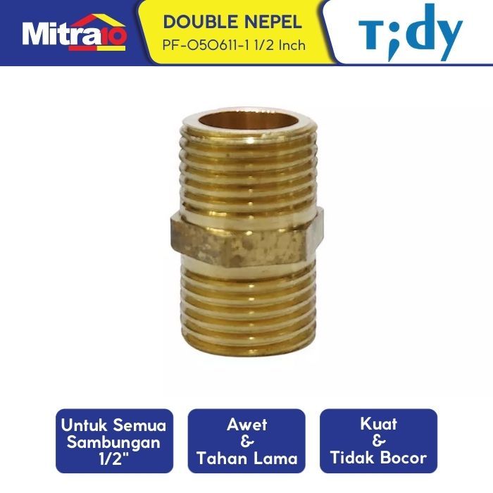 Jual Tidy Double Nepel Kuningan PF-050611-1 1/2 Inch | Shopee Indonesia