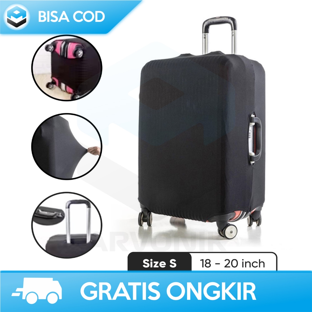 Jual SARUNG KOPER 18-20 INCH COVER ELASTIS PELINDUNG SUITCASE HITAM ...