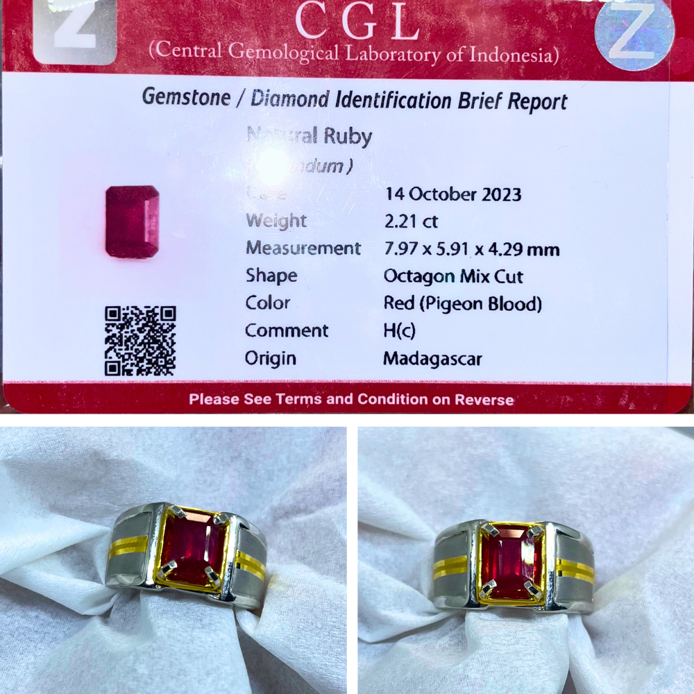 Jual Cincin Batu Natural Ruby Pigeon Blood Memo CGL Perak Size 8 | Shopee Indonesia