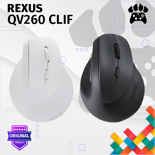 Jual Mouse Vertical Bluetooth REXUS CLIF QV-260 Ergonomic- Rexus QV260 ...