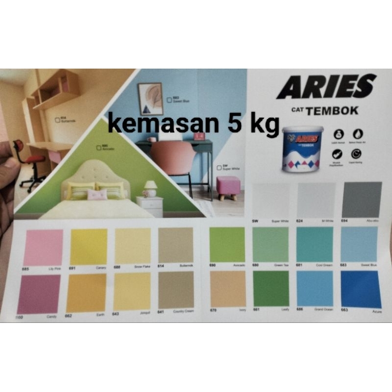 Jual Cat tembok aries 5kg,cat aries produk Avian paint 5kg warna ...