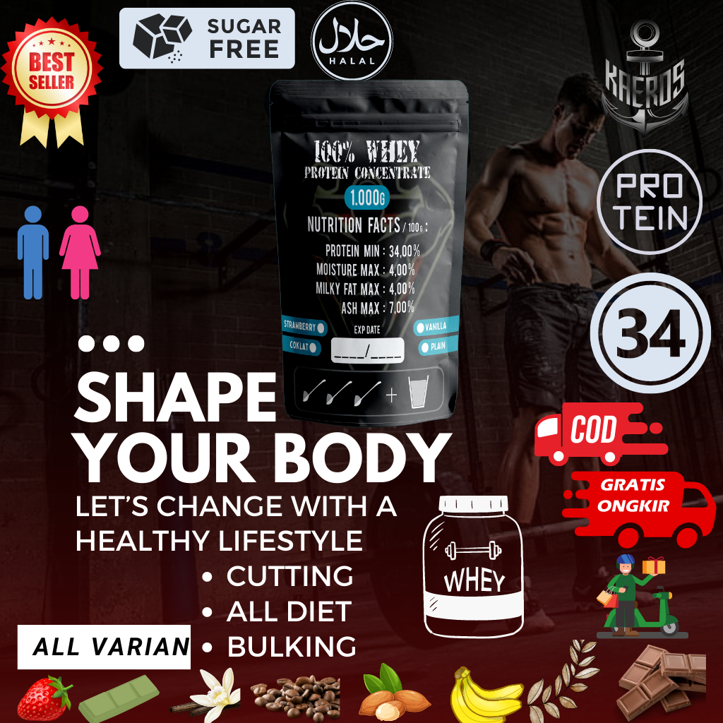 Jual Susu Gym Whey Protein Concentrate 200gr 500gr 1000gr / 1Kg ...