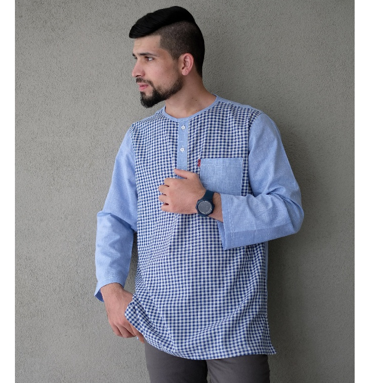 Jual WAYDEE - QORRO AZROQ Light Blue Pria Baju Pakaian Atasan Kemeja ...