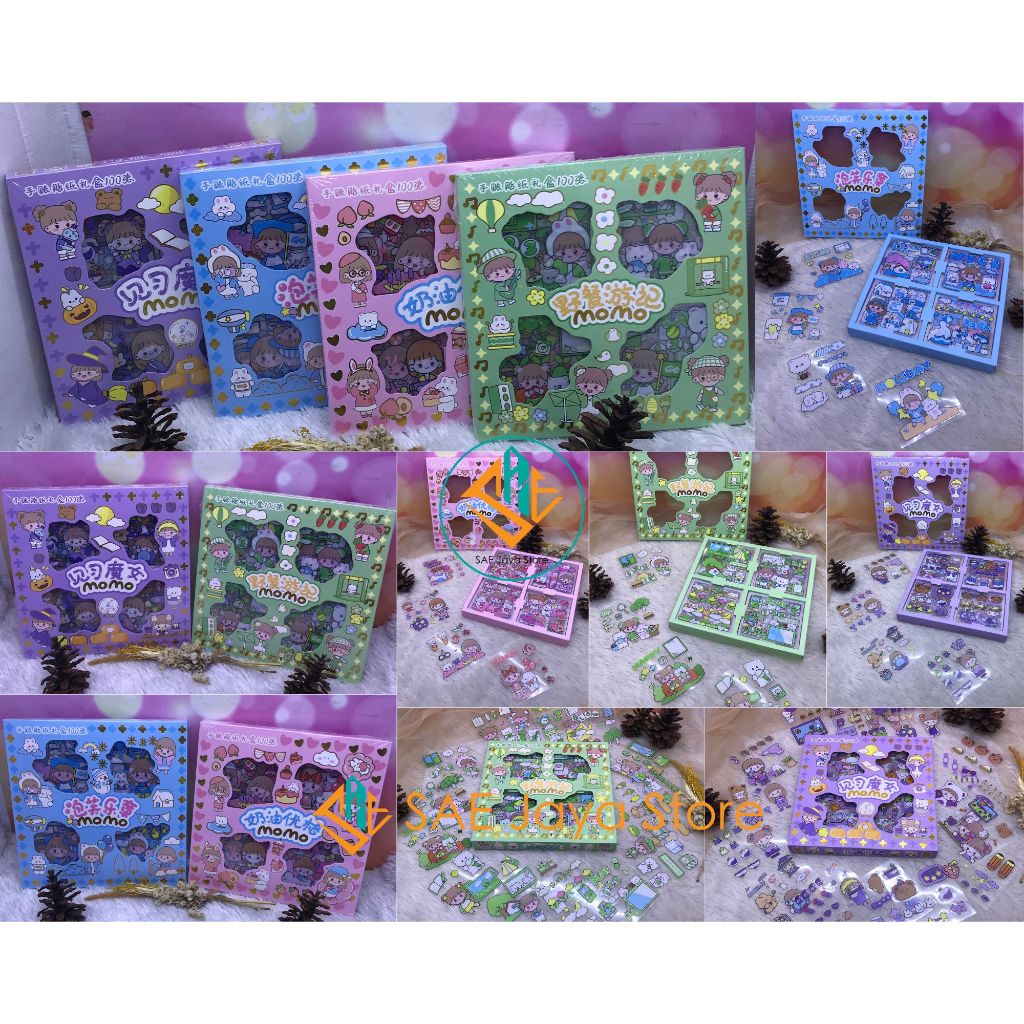 Jual (1 BOX 100 PCS) SAE - STICKER AESTHETIC LUCU TRANSPARANT ANTI AIR ...