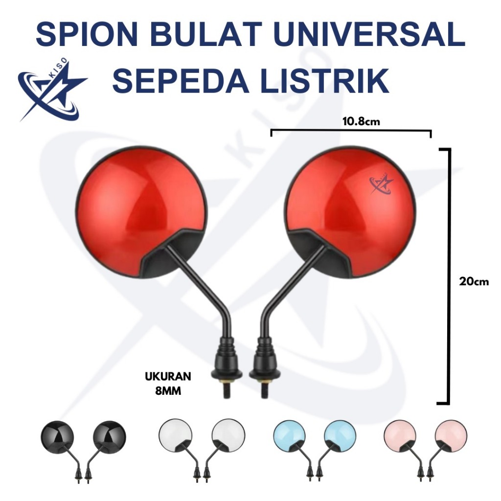 Jual KISO Kaca Spion Bulat Pendek Sepeda Listrik Universal/ Rear View ...