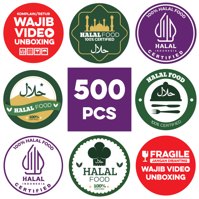 Jual 500 Pcs Stiker HALAL WAJIB UNBOXING Sticker Label Bulat ST001 ...