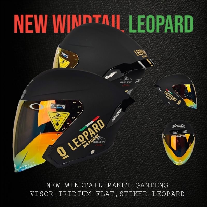 Jual RSV NEW WINDTAIL BLACK DOFF PAKET GANTENG LEOPARD | HELM HALF FACE ...