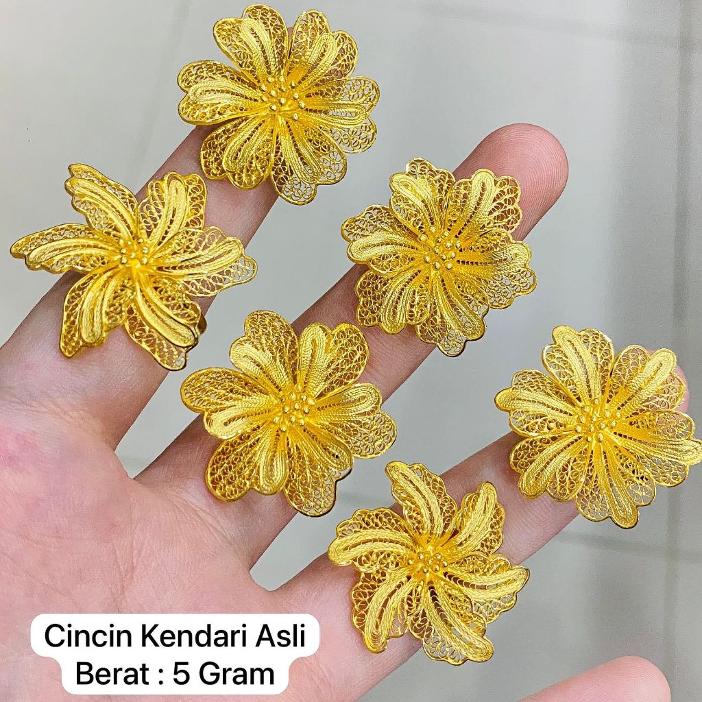 Jual Cincin kendari anak dan dewasa emas asli kadar 875 21k bunga ...