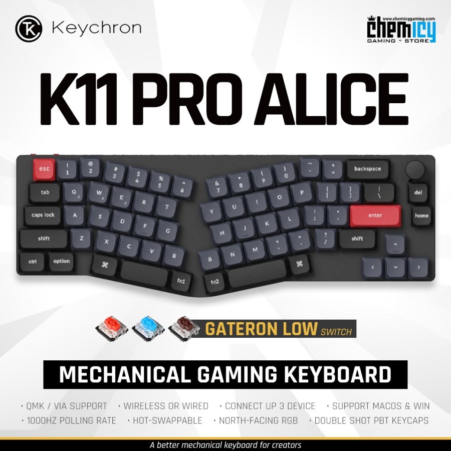 Jual Keychron K11 Pro Alice Low Prolife Hotswap Mechanical Gaming ...