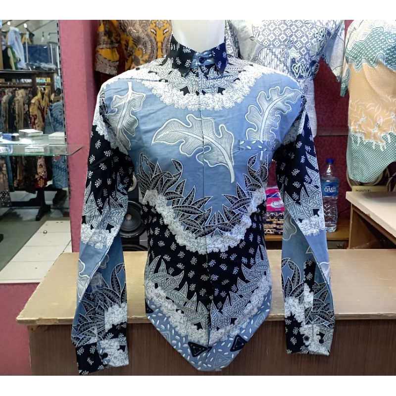 Jual batik pria lengan panjang bahan katun prima lapis furing full body ...