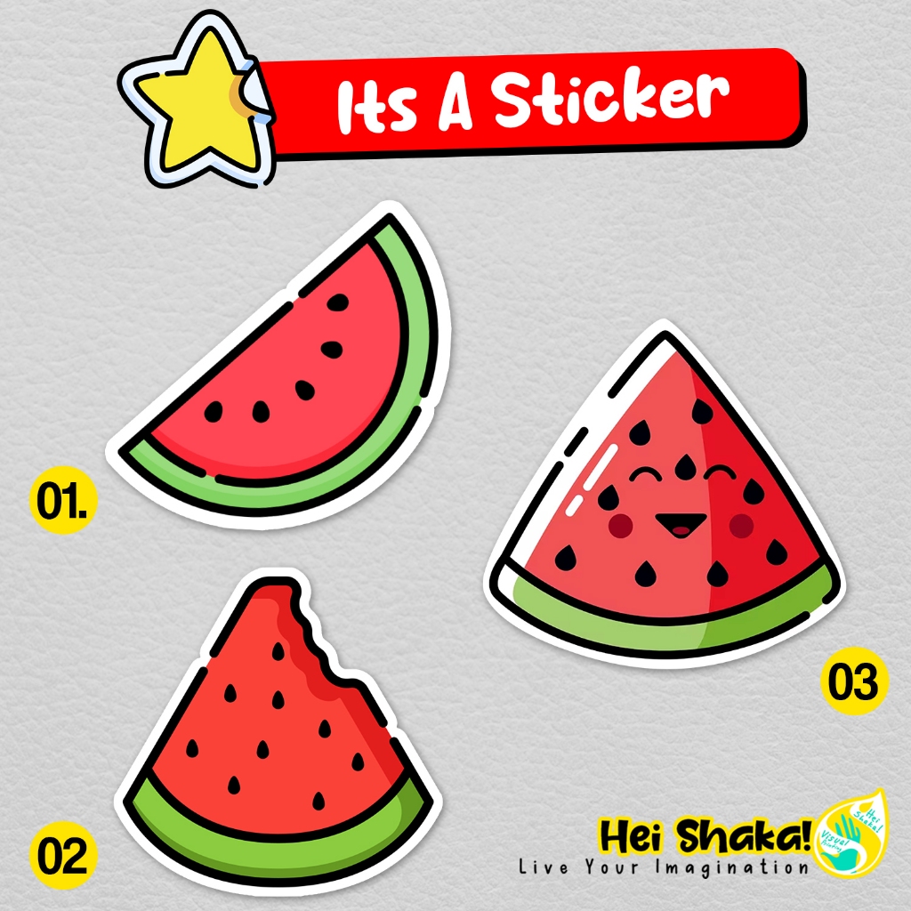 Jual Stiker Semangka Lucu Sticker Buah Buahan Imut Bahan Vinyl Anti Air ...