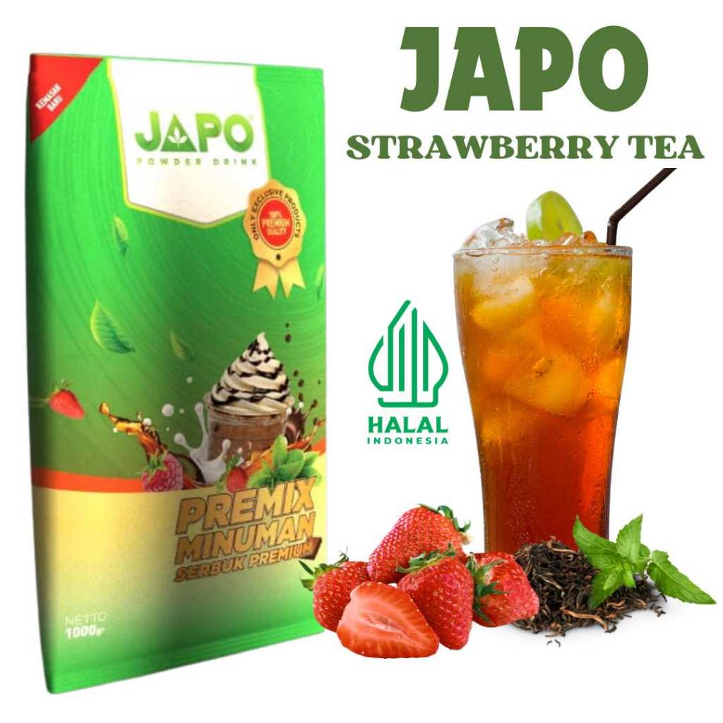 Jual BUBUK MINUMAN RASA STRAWBERRY TEA MERK JAPO | 1 KG | BUBUK MINUMAN ...