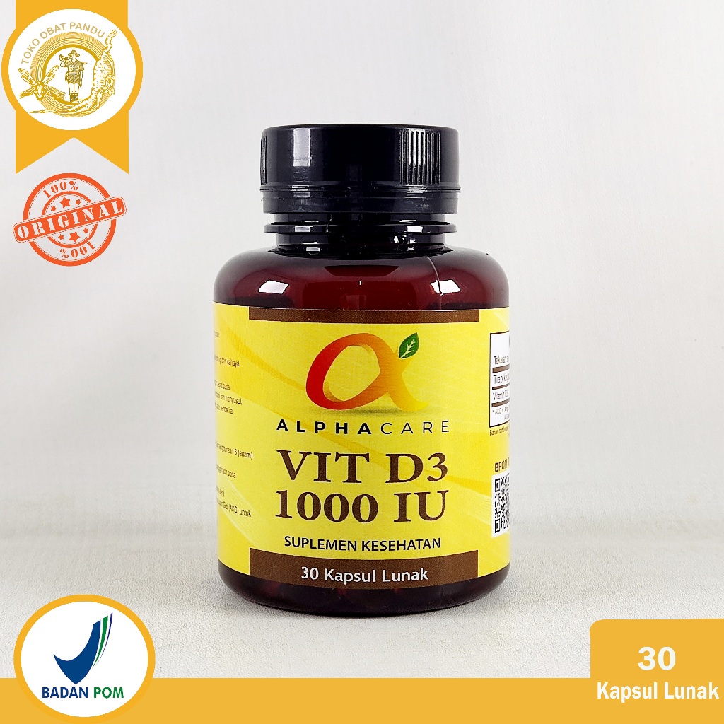 Jual ALPHACARE VIT D3 1000 IU (30 KAPSUL LUNAK) / VITAMIN D3 | Shopee Indonesia