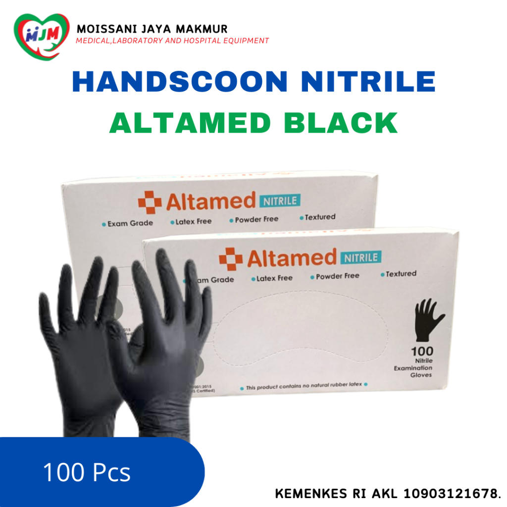 Jual Handscoon Nitrile Altamed Black Sarung Tangan Nitril Altamed Hitam ...