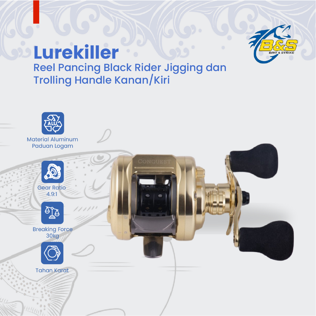 Jual Reel Pancing Lurekiller Black Rider CQ200/CQ201 Reel jigging dan ...