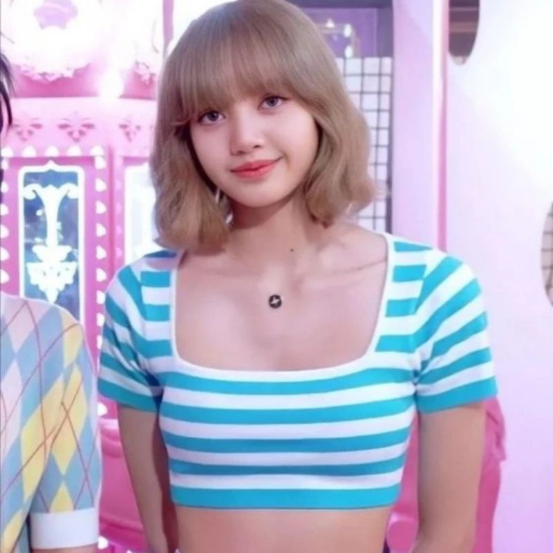 Jual [Lisa - BLACKPINK] Crop Strip Wanita Terbaru Square Neck Baju ...