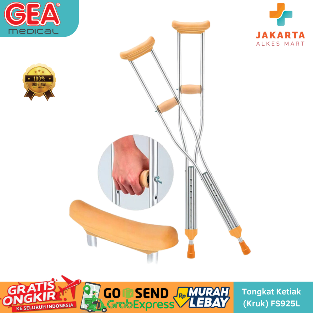 Jual Tongkat Ketiak Sepasang Crutch Gea FS925L Alat Jalan Kruk Tangan ...