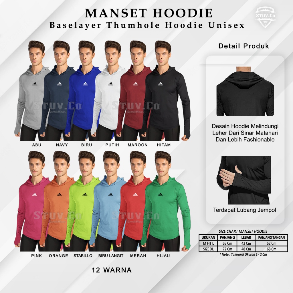 Jual MANSET PRIA BASELAYER LENGAN PANJANG JARI HOODIE OLAHRAGA JOGGING ...