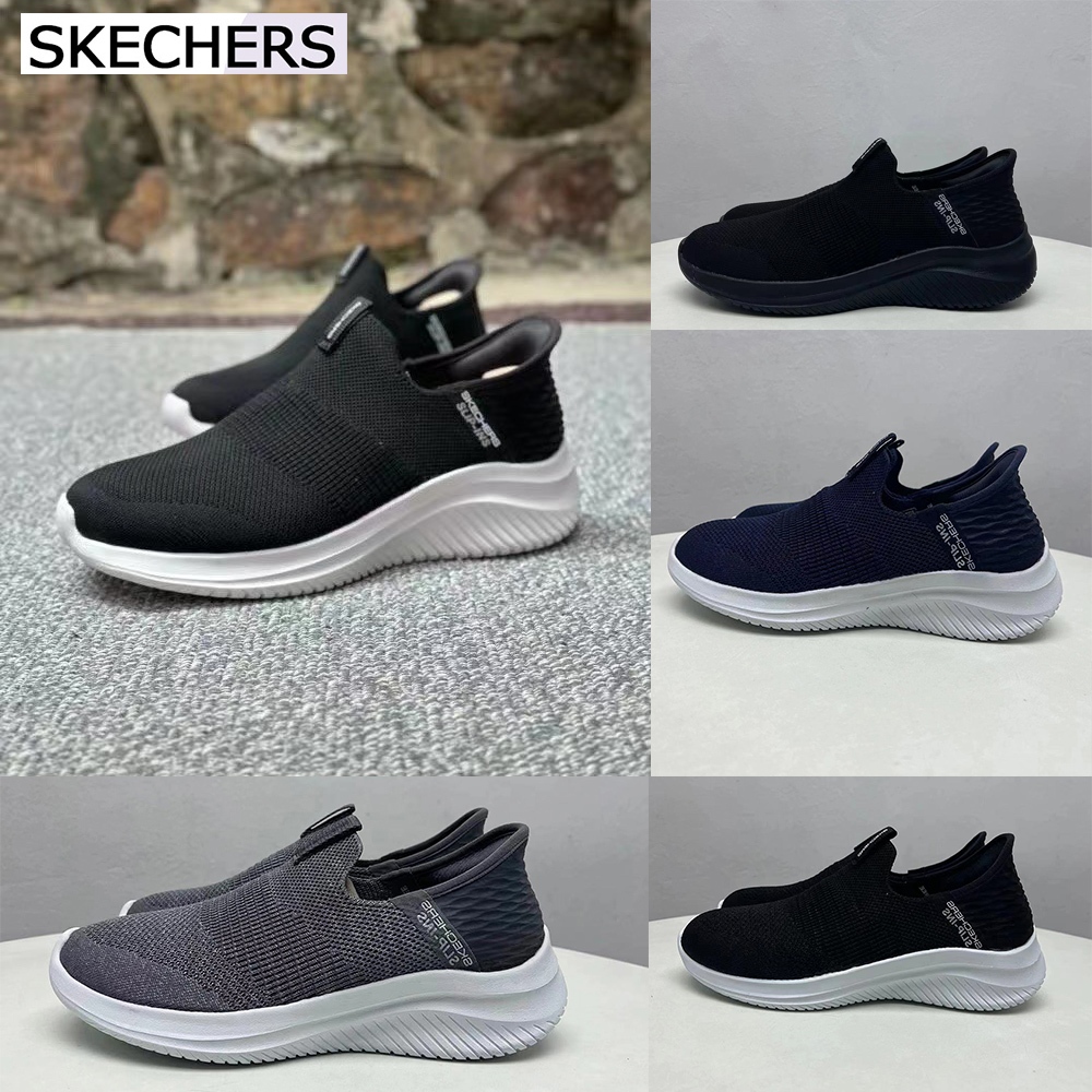 Jual SKECHERS kasual sepatu casual sepatu pria hitam slip on cowok ...