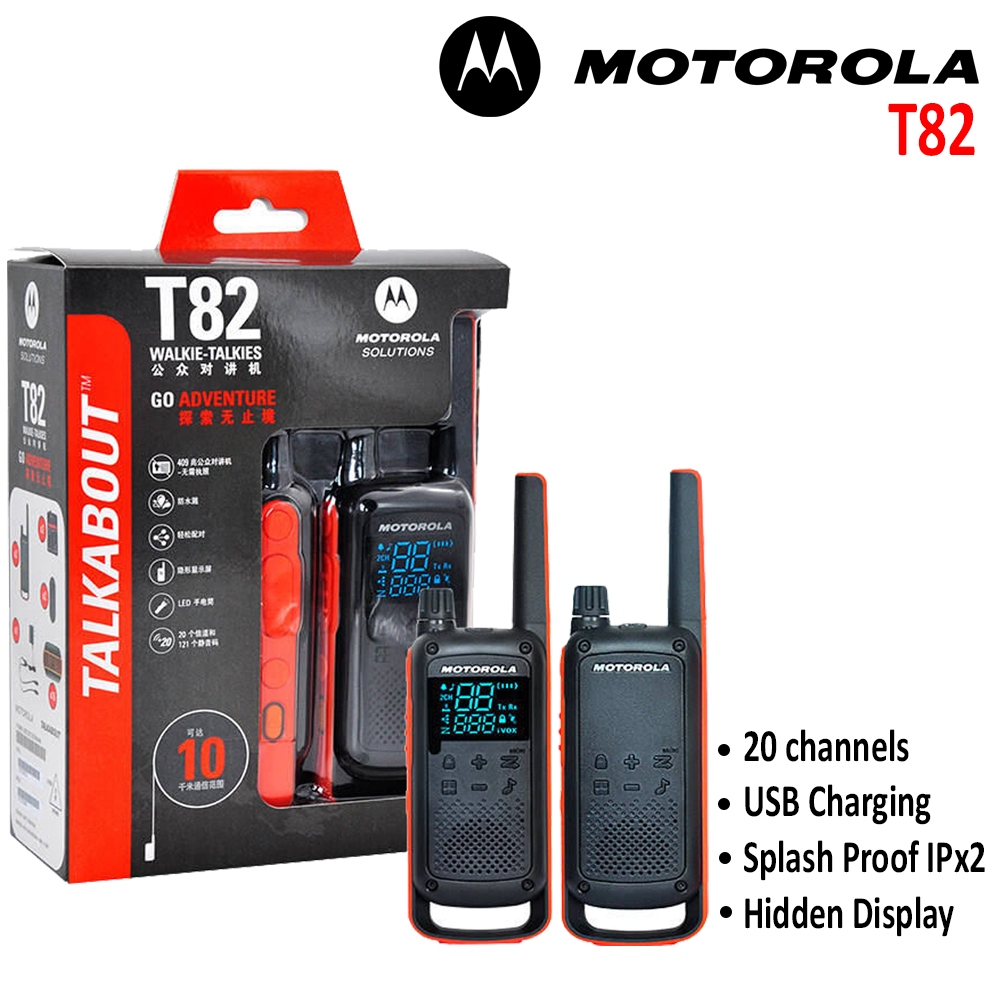 Jual HT Motorola T82 UHF Walkie Talkie Handy Talky isi 2 pcs 400-470Mhz Alat Komunikasi Jarak ...