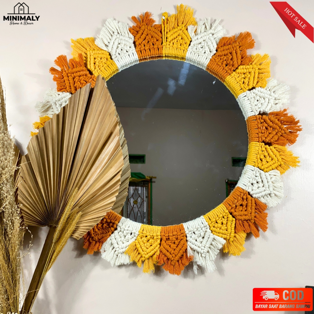 Jual MINIMALY17 Cermin Macrame (D.50CM MODEL PELANGI) Kaca Cermin ...