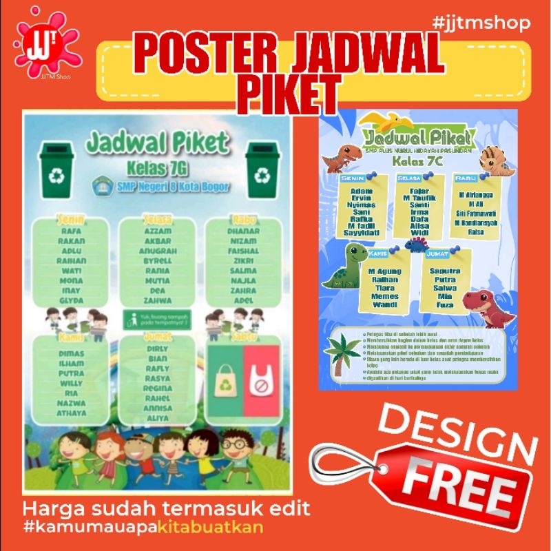 Jual Poster Jadwal Piket Design Semaumu | Custom | Shopee Indonesia