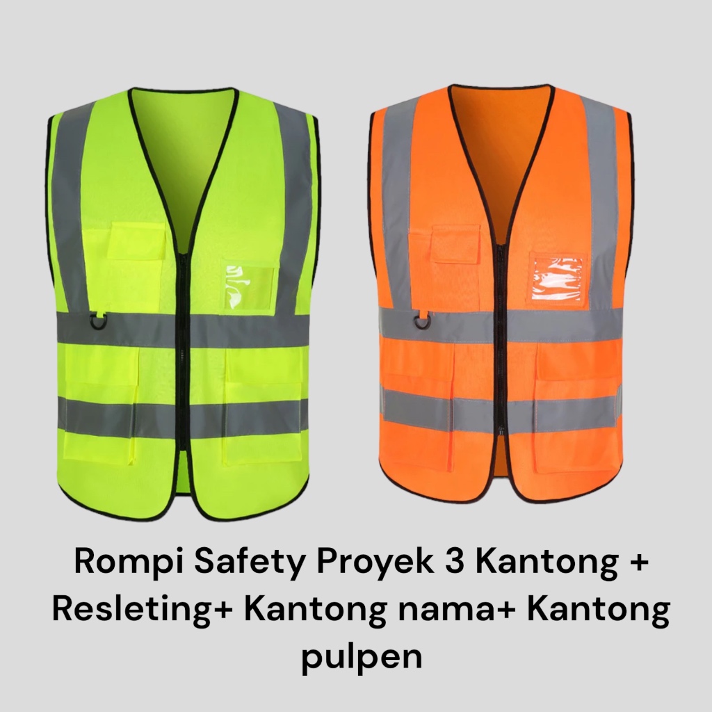 Jual Rompi Safety Proyek KANTONG Resleting Rompi Safety Parkir Motor ...