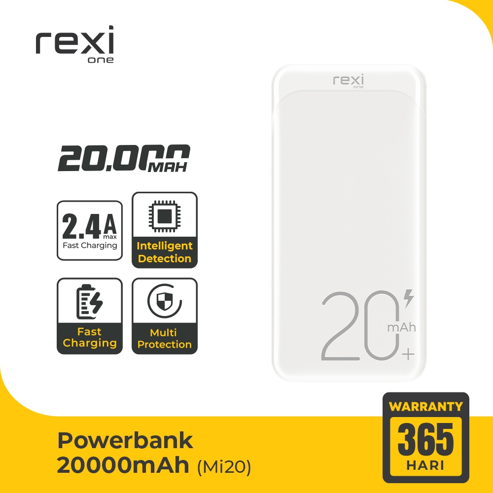 Jual rexione Powerbank Mi20 20.000 mAh 5V/2.4A Fast Charge Dual Output ...