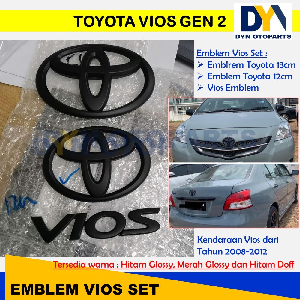 Jual DYN64- Logo /Emblem Toyota Vios Hitam, Merah, Hitam Doff set ...