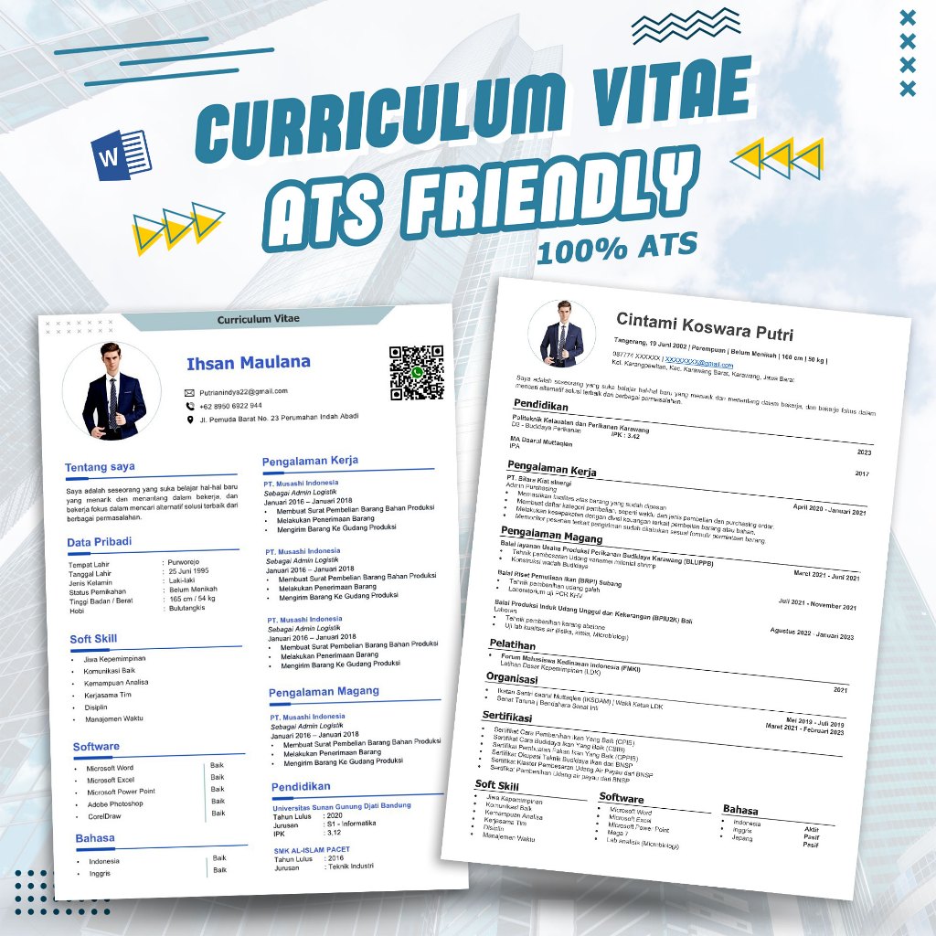 Jual Desain CV ATS Friendly dan Surat Lamaran Kerja | Curriculum Vitae ...