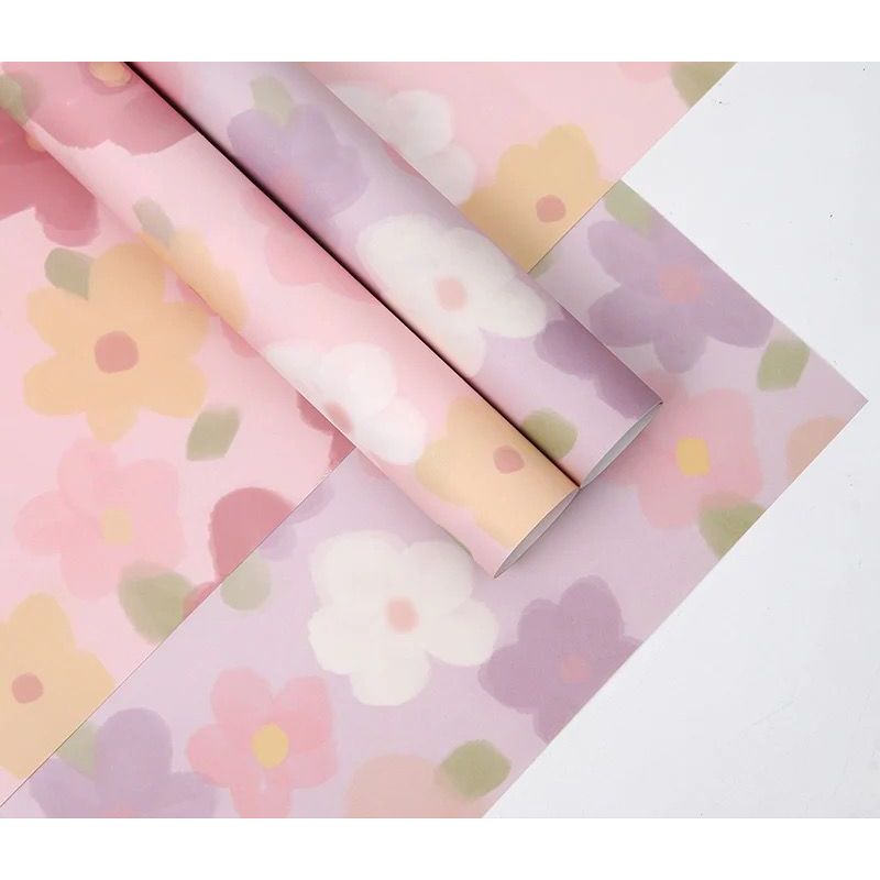 Jual WRAPPING PAPER DAISY BRUSH FLOWER PATTERN Cellophane Little Flower ...