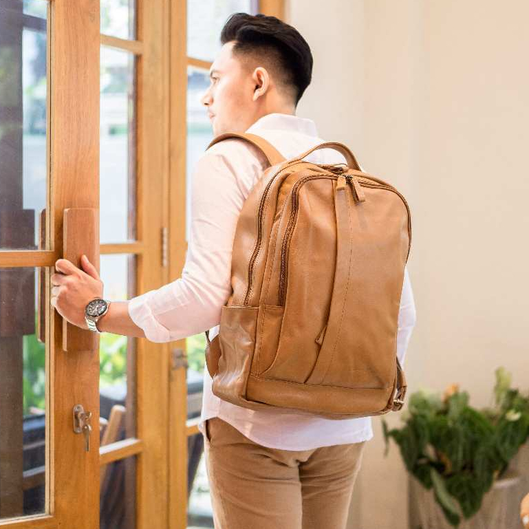 Jual Kenes Leather Tas Ransel Pria Kulit Asli Backpack MR PREMIUM XL ...