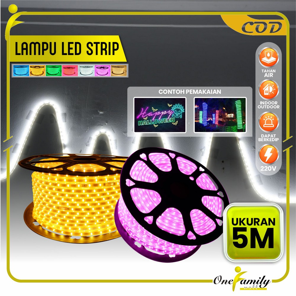 Jual ONE-C883 Lampu LED Strip Selang 5050 UK 5M 220V Warna Warni ...