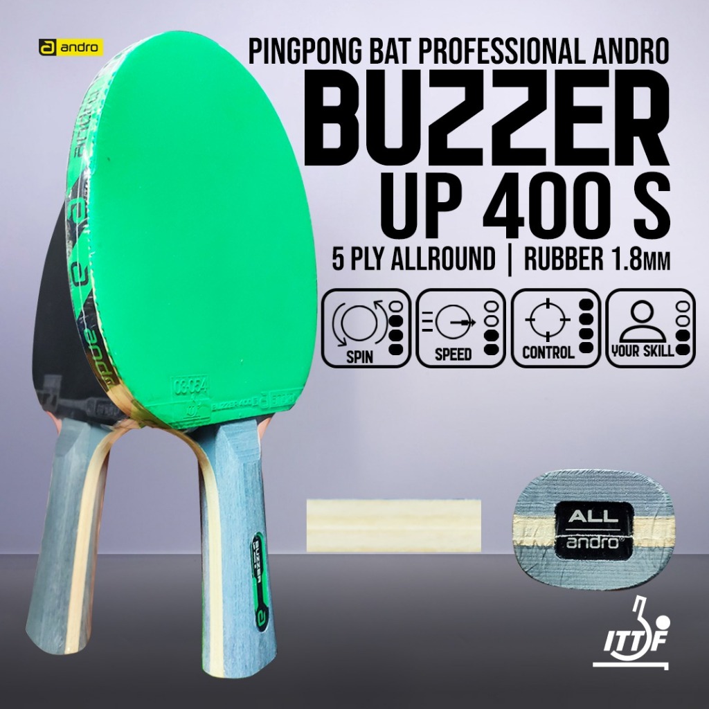Jual Pingpong Bat Tenis Meja Andro Buzzer Up 400 S ALL Green Black Rubber | Shopee Indonesia