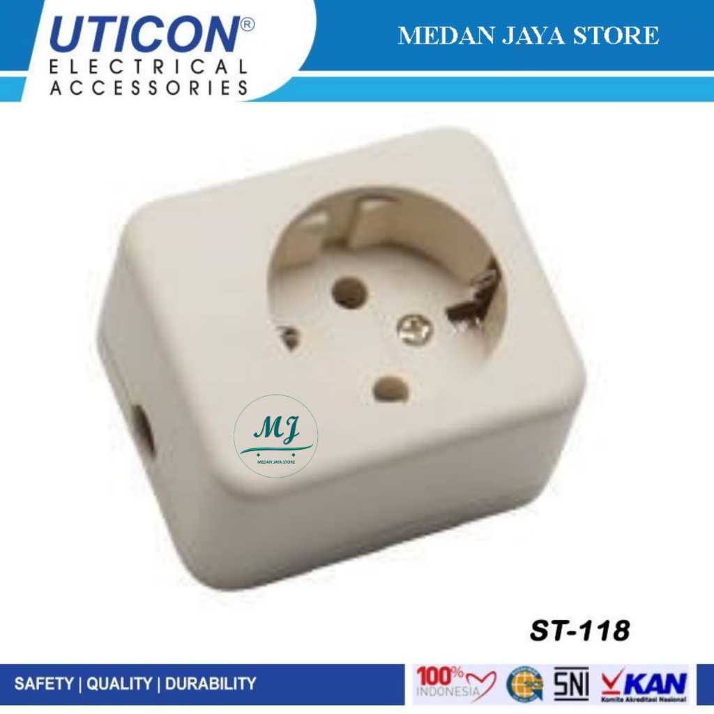 Jual Uticon ST-118 (B) Stop Kontak 1 Lubang Panjang - Colokan Listrik Tanpa Kabel Terminal ...