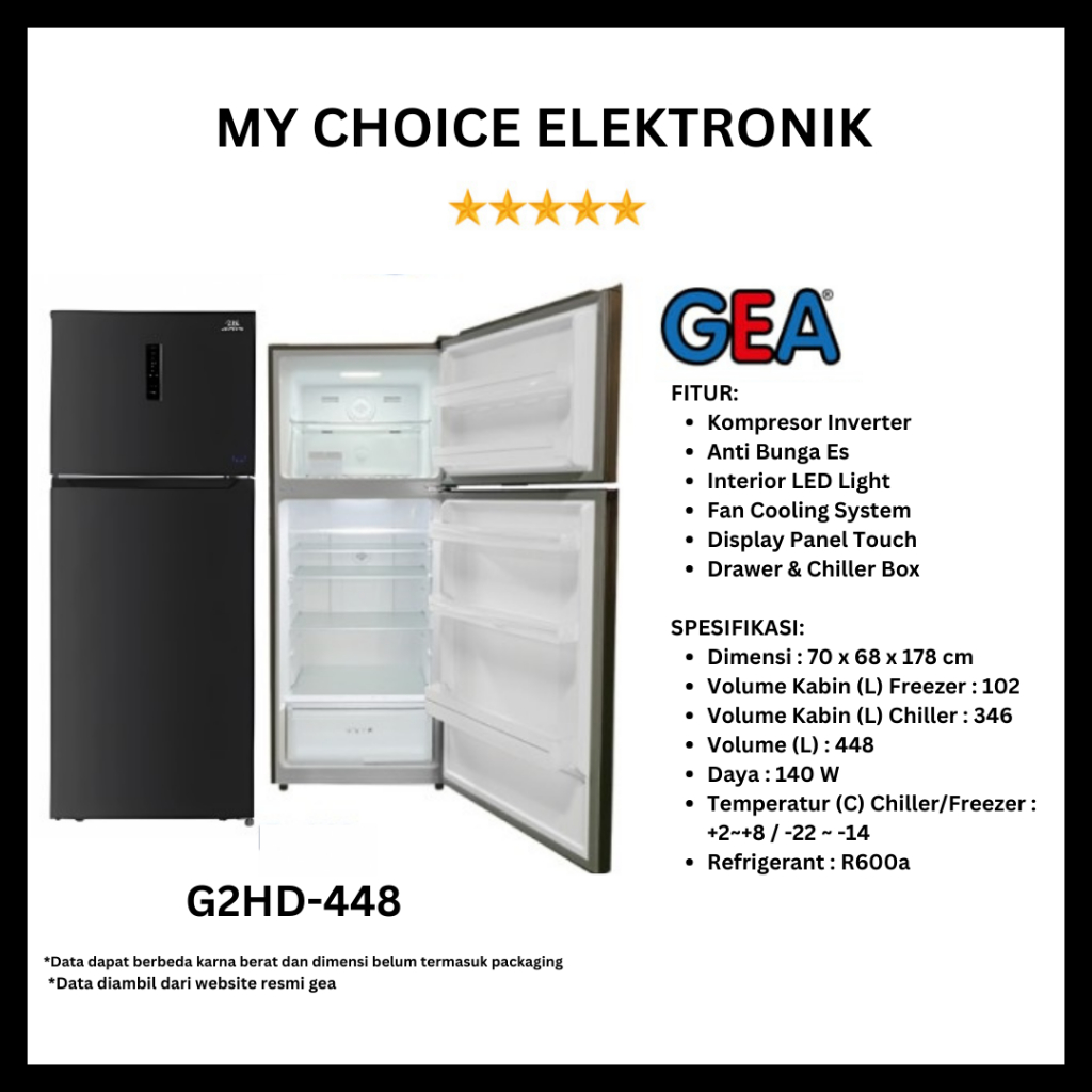 Jual GEA G2HD-448 Kulkas 2Pintu | Kulkas 2 Pintu G2HD-448 [LUAR KOTA ...