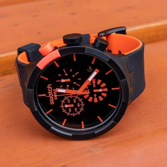 Jual JAM TANGAN PRIA SWATCH SB02B402 BIG BOLD CHECKPOINT RED ORIGINAL ...