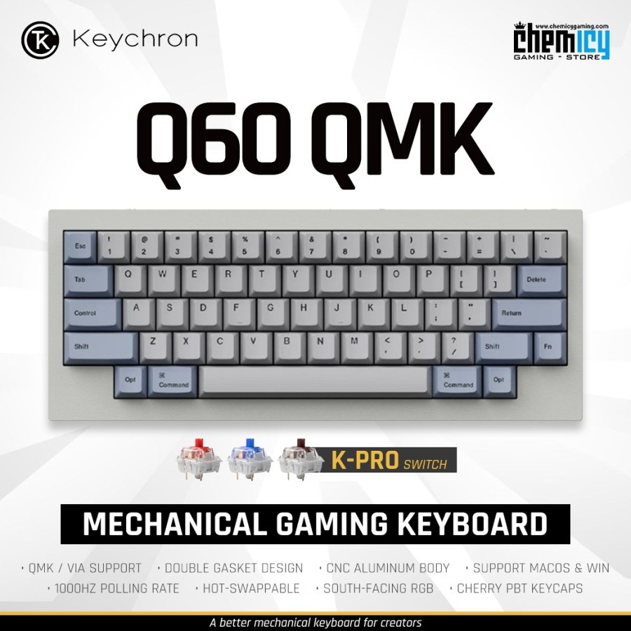 Jual Keychron Q60 QMK 60% Custom Mechanical Gaming Keyboard | Shopee ...