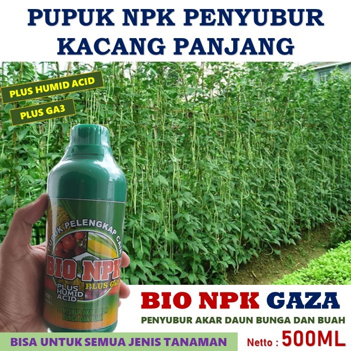 Jual Pupuk Penyubur Bunga dan Buah Kacang Panjang Paling Bagus BIO NPK GAZA 500ML Pupuk ...