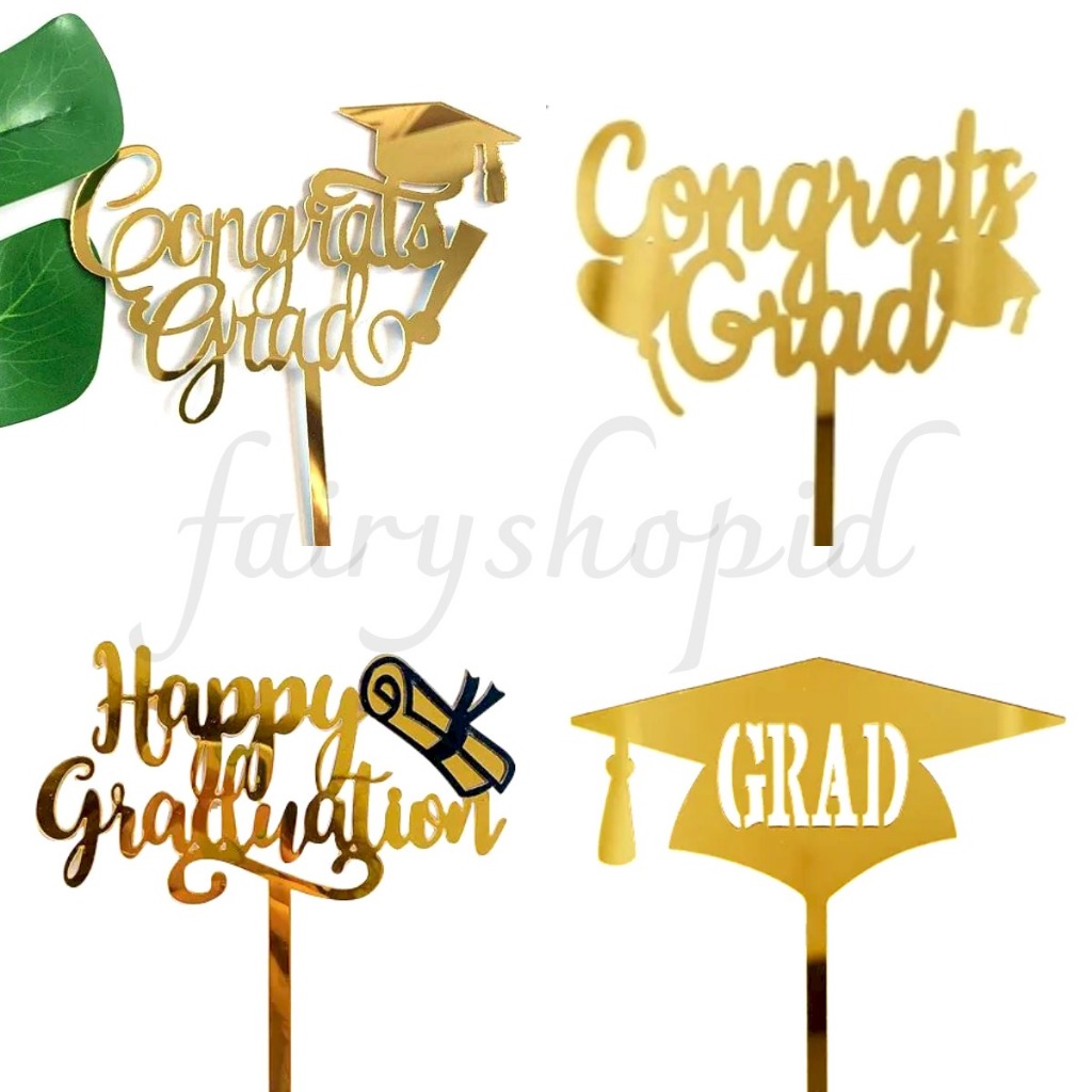Jual Topper Kue Akrilik Selamat Wisuda Lulus Sarjana / Cake Topper ...