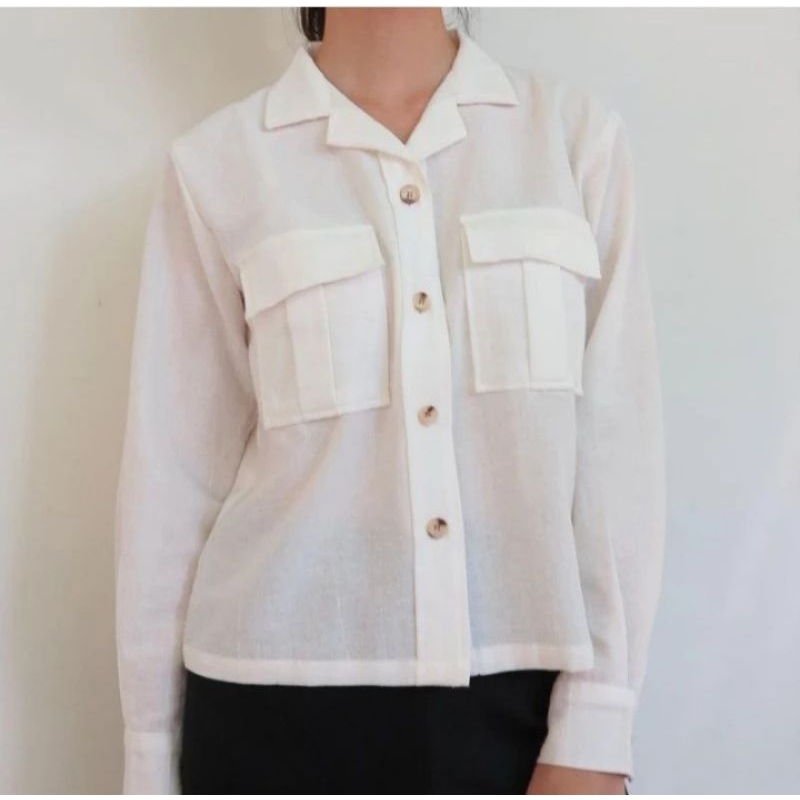 Jual Linen Pocket Shirt Outer | Shopee Indonesia