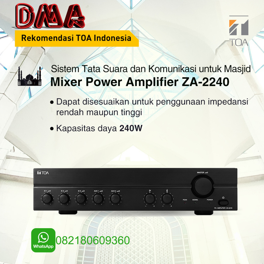 Jual Amplifier Masjid TOA 240 watt Amplifier Mixer ZA-2240 | Shopee Indonesia